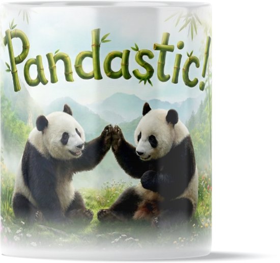 "Pandastic!" Panda Mok - Vrolijke High Five Panda's in Bamboebos ...