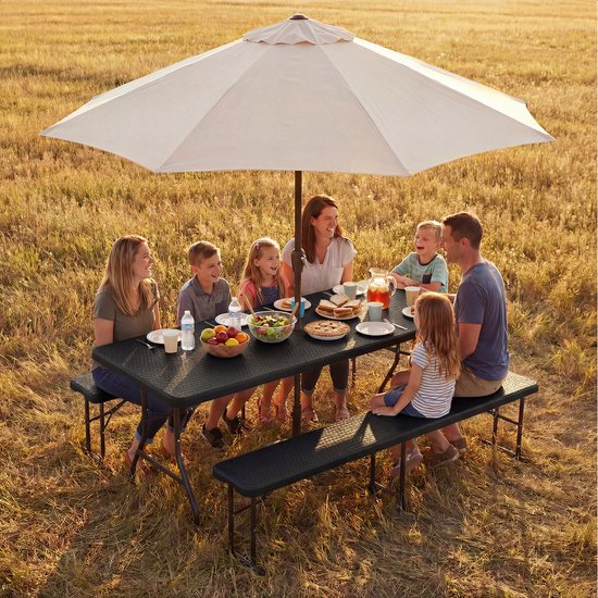 LifeGoods Inklapbare Picknickset - 180cm x 74cm - Tuintafel met 2 ...
