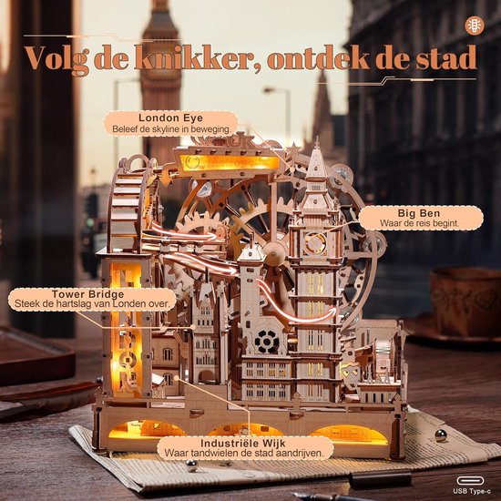 Houten 3D Puzzel - Mechanisch Model - Creatief Bouwen - Met Verlichting ...