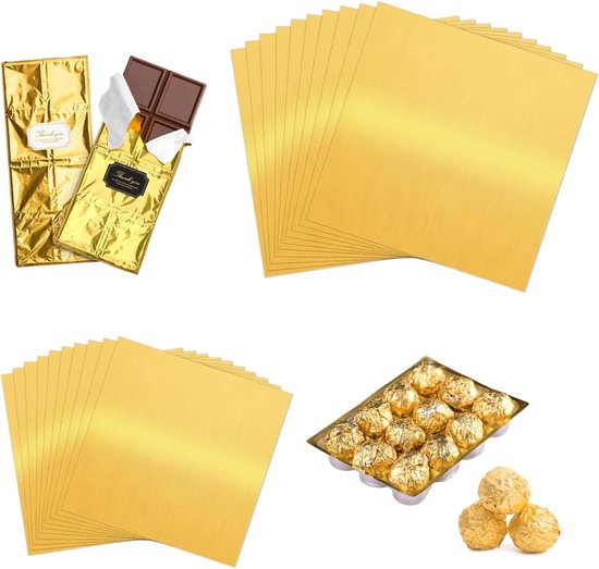 200 Packs Chocolade Bar Folie Papier Wikkels - Gouden Wikkelpapier ...