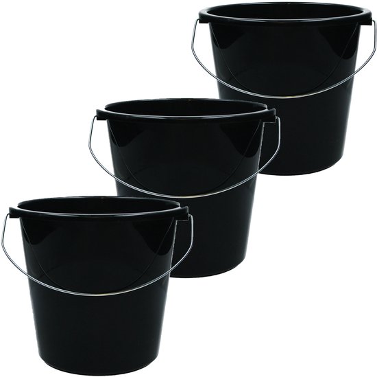 Emmer - 5 liter huishoudemmer - 3 stuks - Zwart | bol