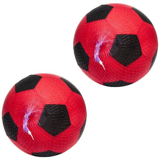 Softbal foam - 2x - voetbal print - rood - zacht - dia 50 cm ...