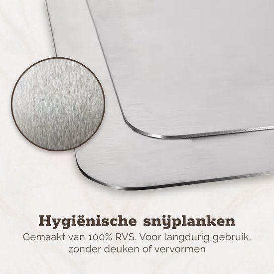 Rivoya Snijplanken - PFAS vrije RVS snijplanken set met mes - 2 stuks | bol