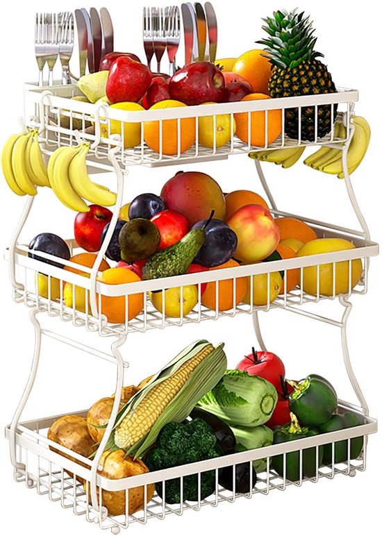 Boraboi® Fruit- en Groentenrek met Drie Verdiepingen, Handige ...