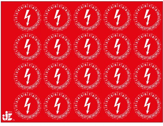 Elektrische keuringsstickers - 25-30 - op vel - 4 cm - 20 stickers per ...