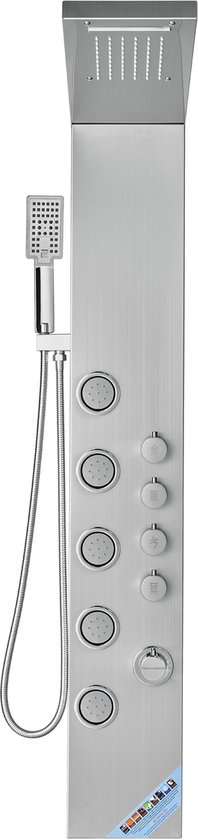 Douchepaneelsysteem, Douchepaneeltoren met 4 Douchestanden, Regenval, Waterval, 5... | bol