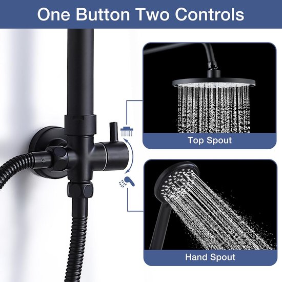 Système de douche RFWR® sans robinetterie en noir - ensemble de douche ...