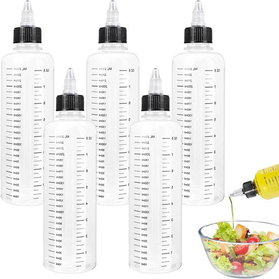 Knijpfles 5 stuks 250 ml transparante dispenserflessen met schaal en ...