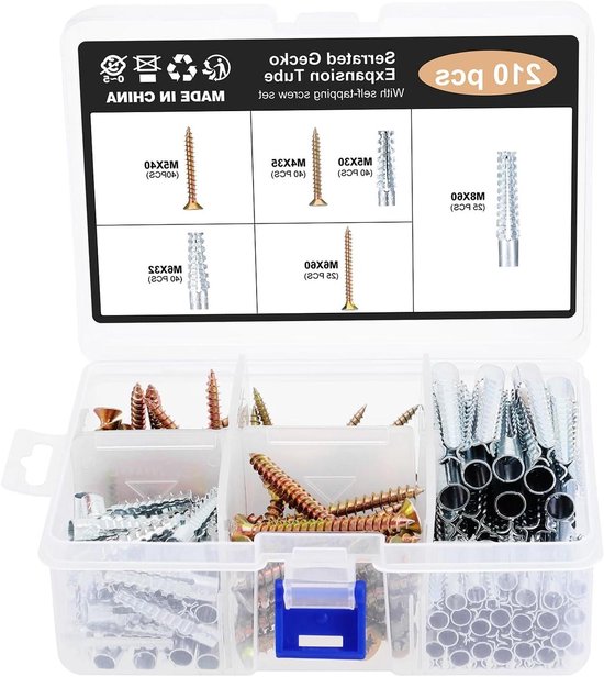Allecto Plus - 210-delig Assortiment Gipspluggen met Schroeven ...