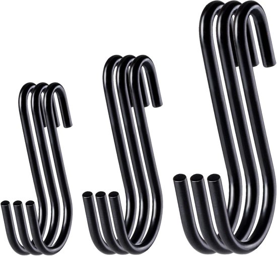 S-vormige Haken voor Hangende Planten Buiten - Set van 24 Zwarte RVS ...