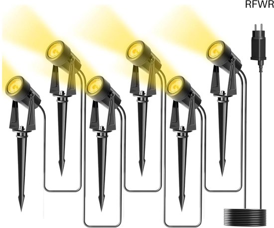 RFWR® 20 meter tuinverlichting set met 6 lichtpunten, waterdichte LED ...