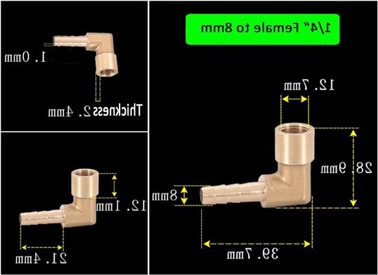 Messing Elleboog Pijp Connector 8mm - Geschikt voor Prikkeldraad - 90 ...
