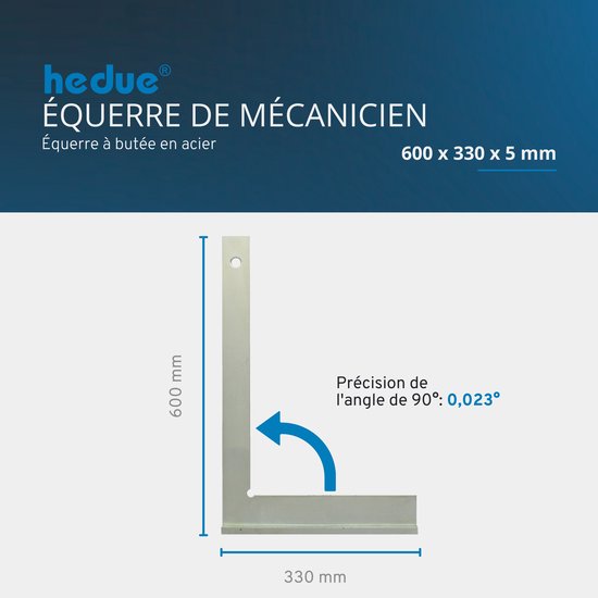hedue® Winkelhaak met aanslag 600 mm – slotenmakershaak van verzinkt staal voor... | bol