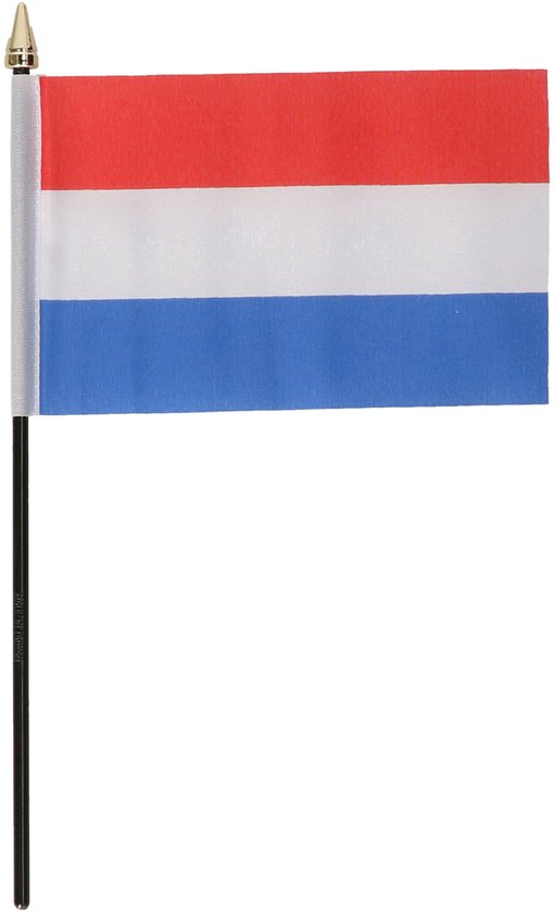 Nederlands mini vlaggetje op stokje - 10x15 cm - Polyester - H27 cm | bol
