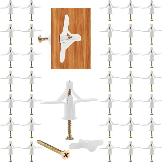 Hollewandpluggen met schroeven 50 x 30 cm - Spreidpluggen voor ...