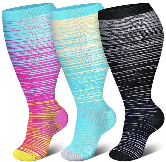 3-pack grote compressiekousen voor mannen en vrouwen, met verbrede kuit ...