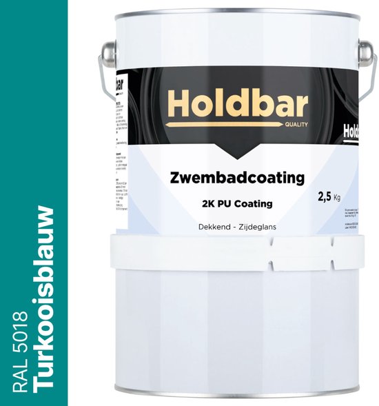 Holdbar Zwembadcoating Turkooisblauw (RAL 5018) 2,5 kg - Zwembadverf ...