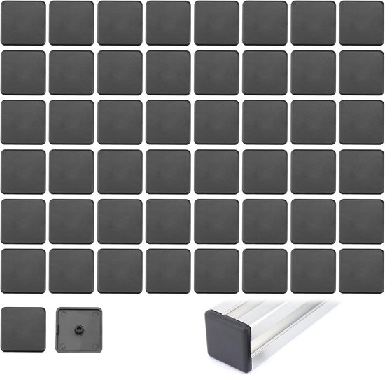 DEANKEJI End Caps Plastic Black 4040, Pack of 50 Cover Caps 40 x 40 mm ...