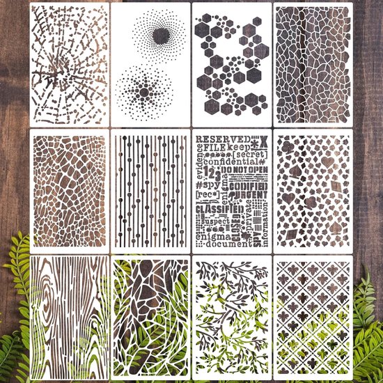 12 Pcs Texture Templates voor Crafts - 7.9 x 5.1 Inch Achtergrond ...