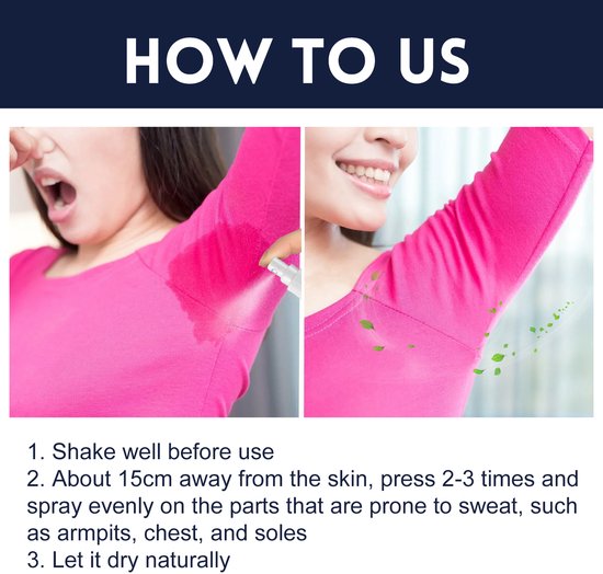 3 stuks deodorantspray voor onder de oksels, frisse geur onder de ...