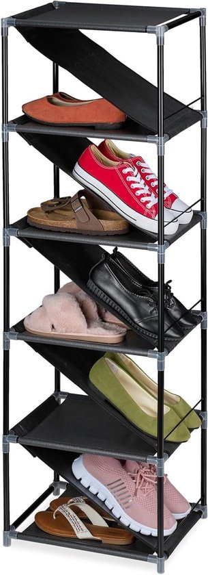 Narrow Shoe Rack with Slanted Compartments for 10 Pairs - HBD: ca ...