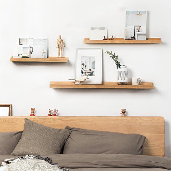 Zwevende Houten Planken 30cm Eiken Massief Foto Wandplanken ...