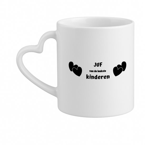 Hacebo® - juf van de leukste kinderen koffiebeker met hart oor wit ...