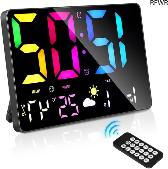 RFWR® Digitale klok met groot LED display en afstandsbediening ...