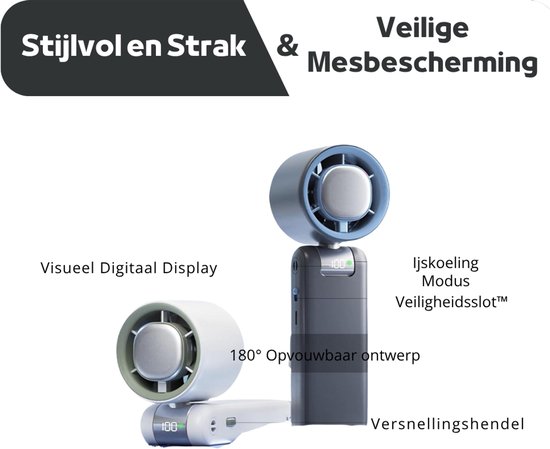 LifeStages - Handventilator - Draagbare Turbo-Handventilator - 4000 mAh ...