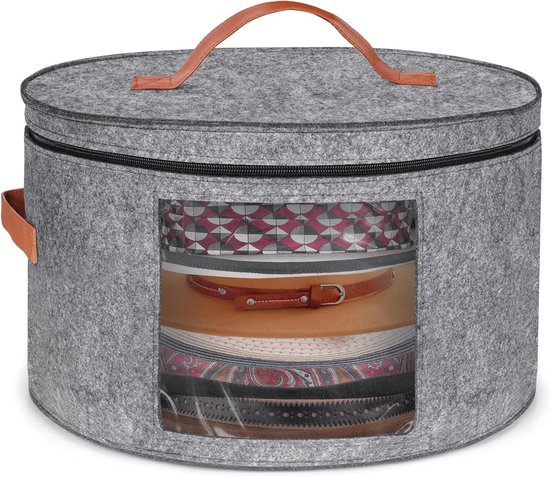 Inovra Plus - Grijze Ronde Hoeden Opbergdoos - Groot Opvouwbaar Hoeden ...
