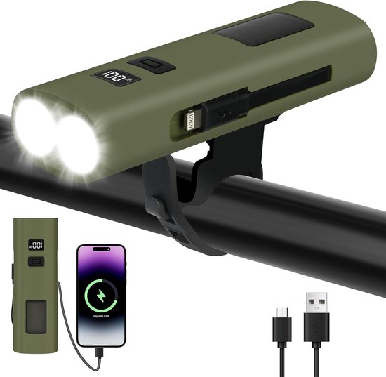 Allecto Plus - Super Heldere Fiets Koplamp 6 Modi LED Zaklamp 3000mAh Type-C... | bol