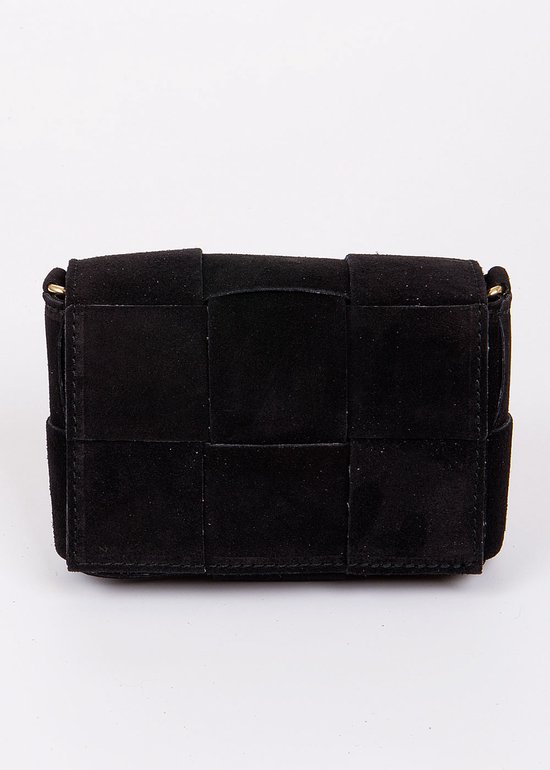 Mini Suède Dames Tas Angela – Gevlochten Crossbody – Zwart | bol