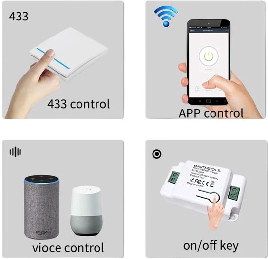 Slimme Draadloze Schakelaar | Zwart| RF 433 Mhz | 1 knop | Exclusief RF ...