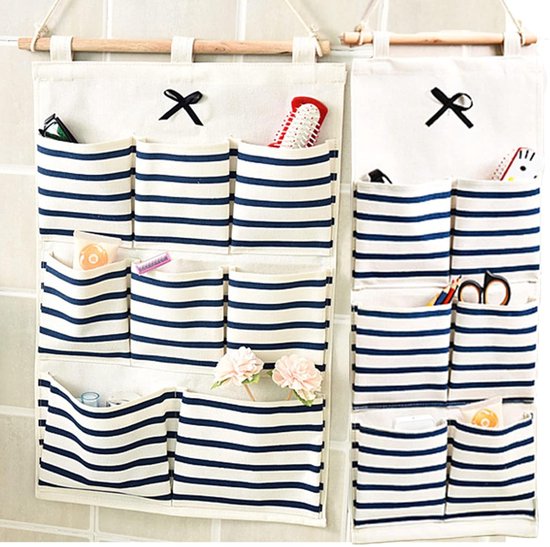 Muur Opslag Katoenen Tas - Wandorganizer - 2 Stuks - Blauw | bol