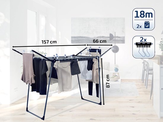 Famanu Pegasus 180 solide droogrek voor kleding, droogrek met 18 m ...