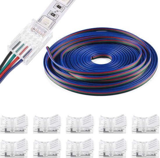 LED Strip Aansluitset 10 m - 4-polige en 3-polige Connectoren voor RGB ...