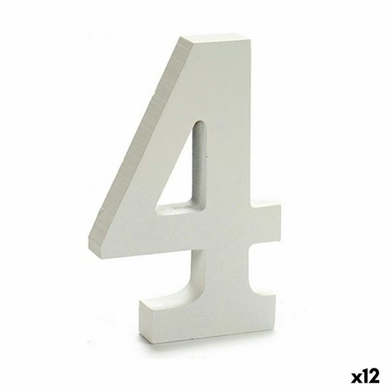 Cijfer 4 Hout Wit (1,8 x 21 x 17 cm) (12 Stuks) | bol