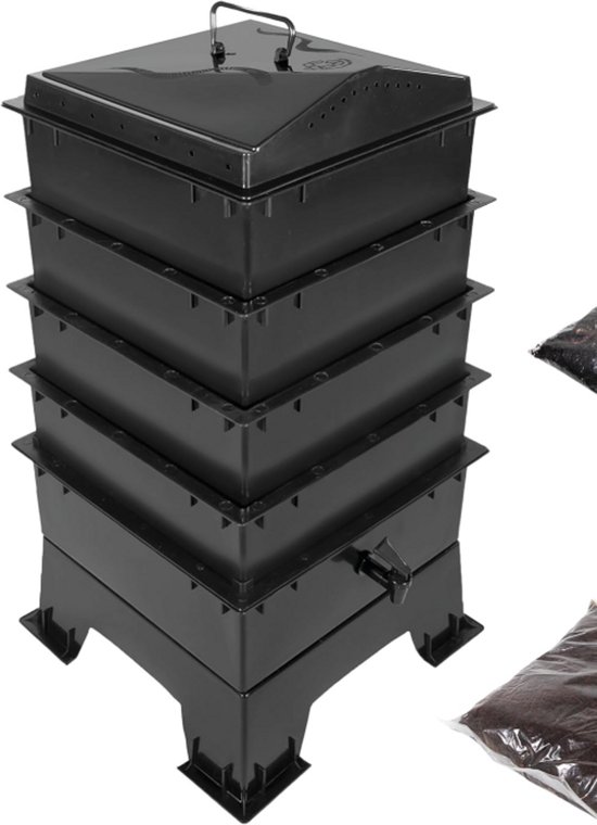 JERIX® Wormenhotel - Wormenbak - Compostbak - 4 Etages - 64L | bol