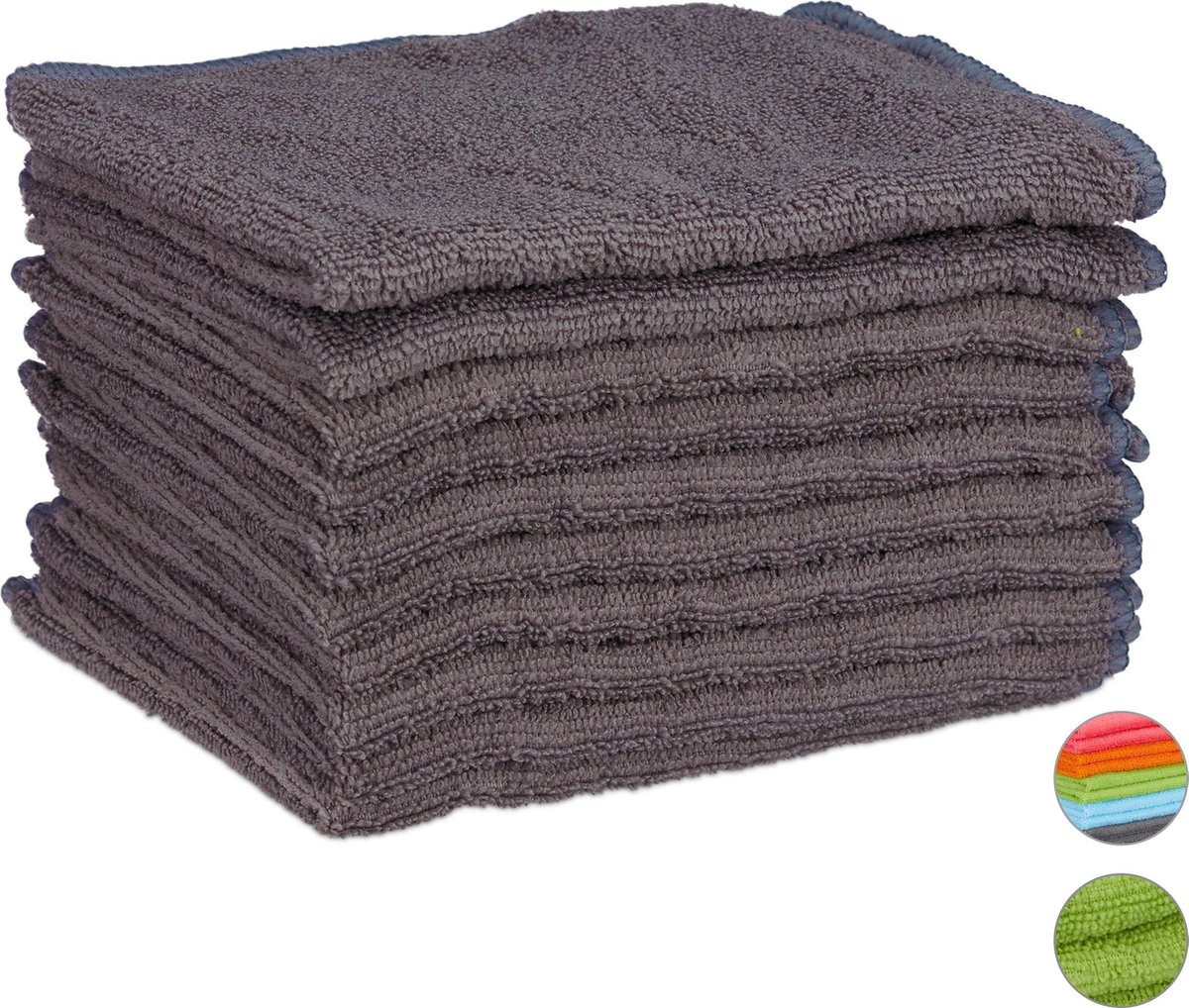 Relaxdays Microvezeldoek set van 10 - microvezeldoekjes - wonderdoekjes ...