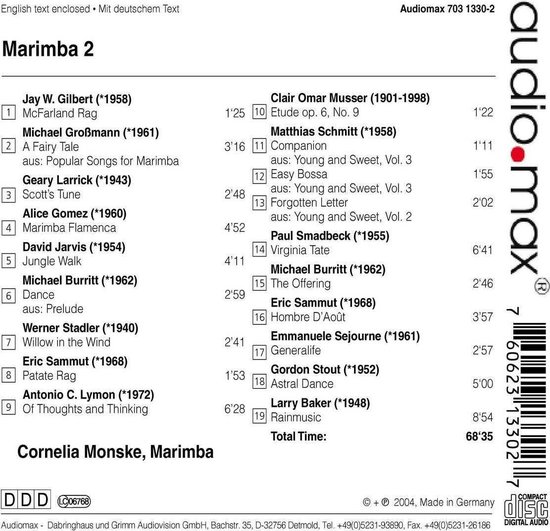 Cornelia Monske - Marimba 2 (CD), Cornelia Monske | Muziek | bol