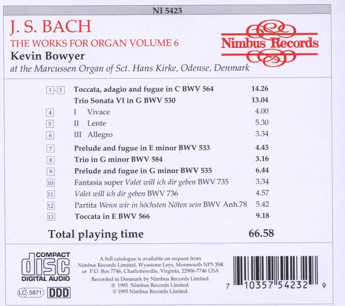 Bach: Complete Works For Organ - Vol.6, Kevin Bowyer | CD (album ...