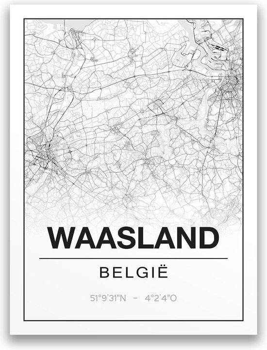 Poster/plattegrond WAASLAND - 30x40cm | bol