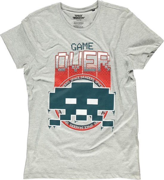 Space Invaders - Game Over Heren T-shirt - M - Grijs | bol