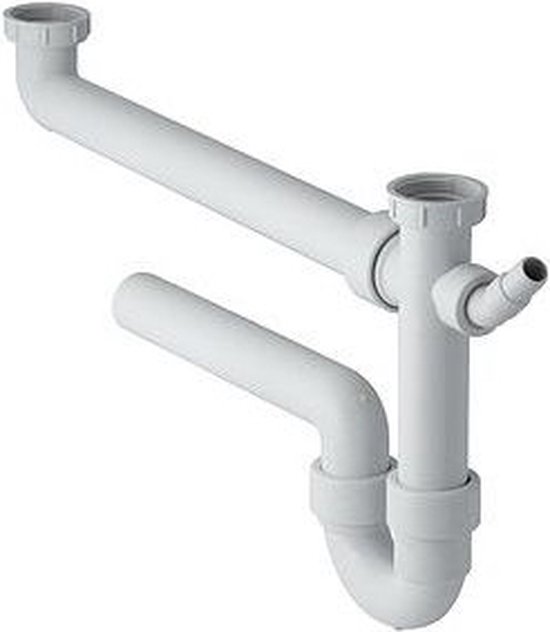 Geberit Siphon pour évier double en PP 6/4"-40 mm blanc | bol