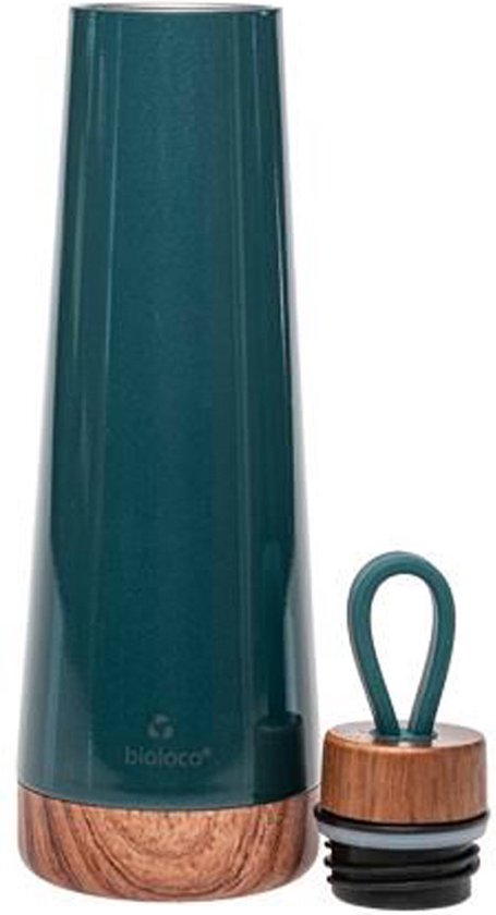 Bioloco RVS Drinkfles Thermo - Loop - Petrol - 500ml | bol