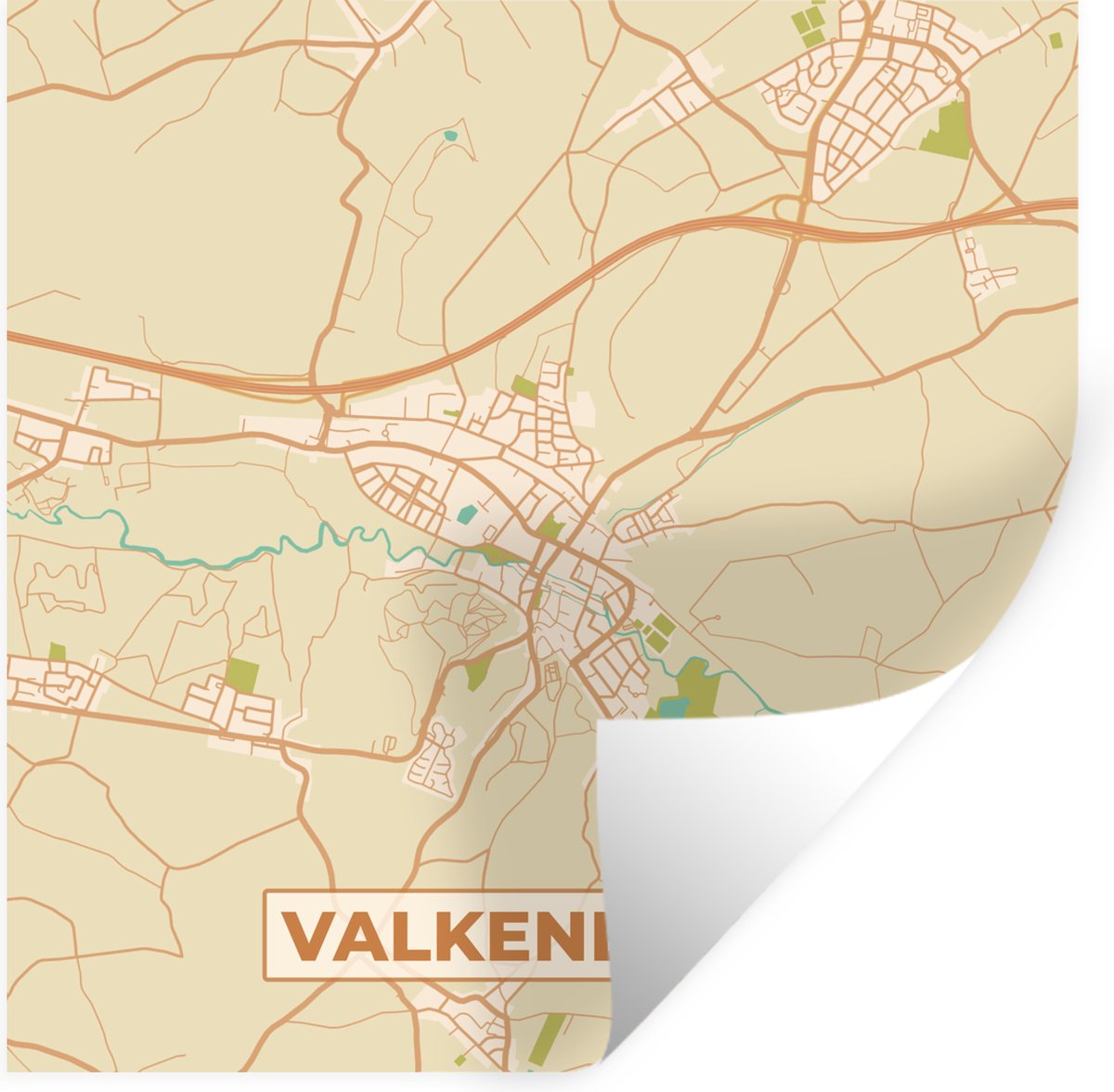Muurstickers - Valkenburg - Kaart - Plattegrond - Stadskaart - 120x120 ...