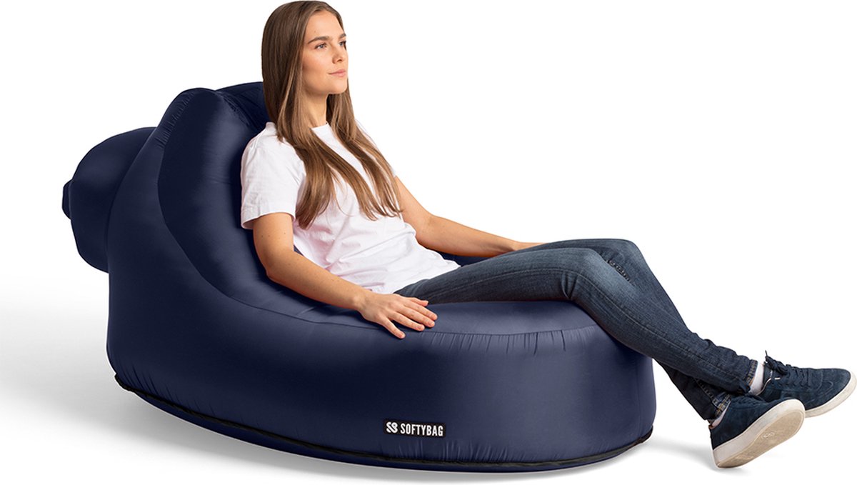 Softybag stoel Blauw - Luchtbedden - Luchtzak - Air lounger - Ligzak ...