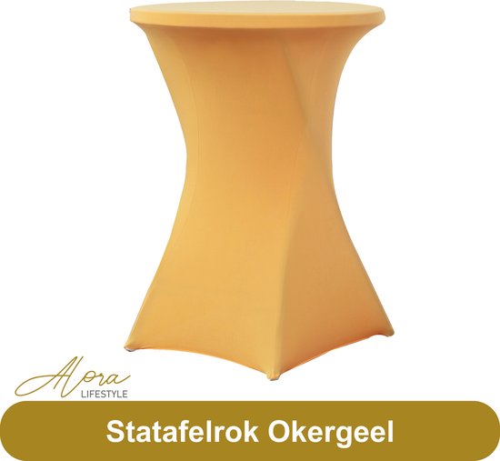 Statafelrok okergeel 80 cm - partytafel - Alora tafelrok voor statafel - Statafelhoes... | bol.com