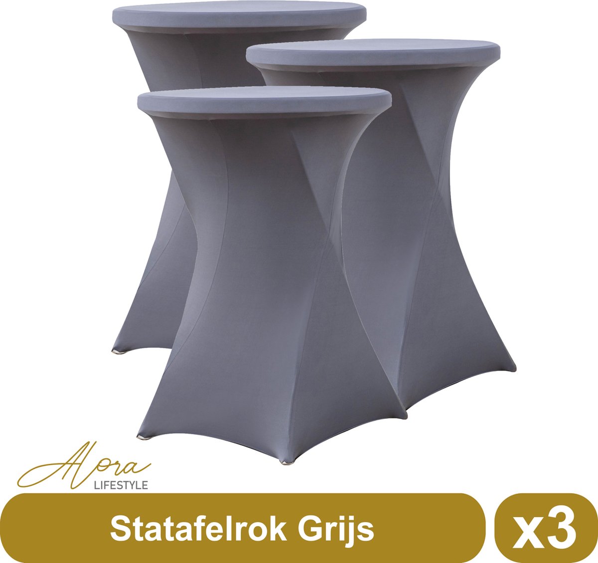 Statafelrok grijs 80 cm - per 3 - partytafel - Alora tafelrok voor statafel -... | bol.com