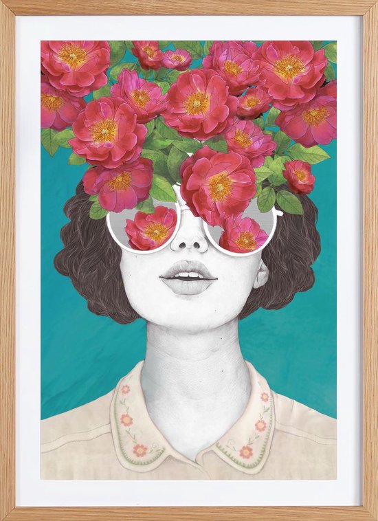 JUNIQE - Poster in premium houten lijst Rose Tinted -20x30 /Bruin ...